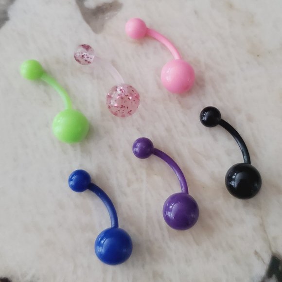 Jewelry | 6 Total Flexible Bendable Bioplast Belly Button Ring Navel ...